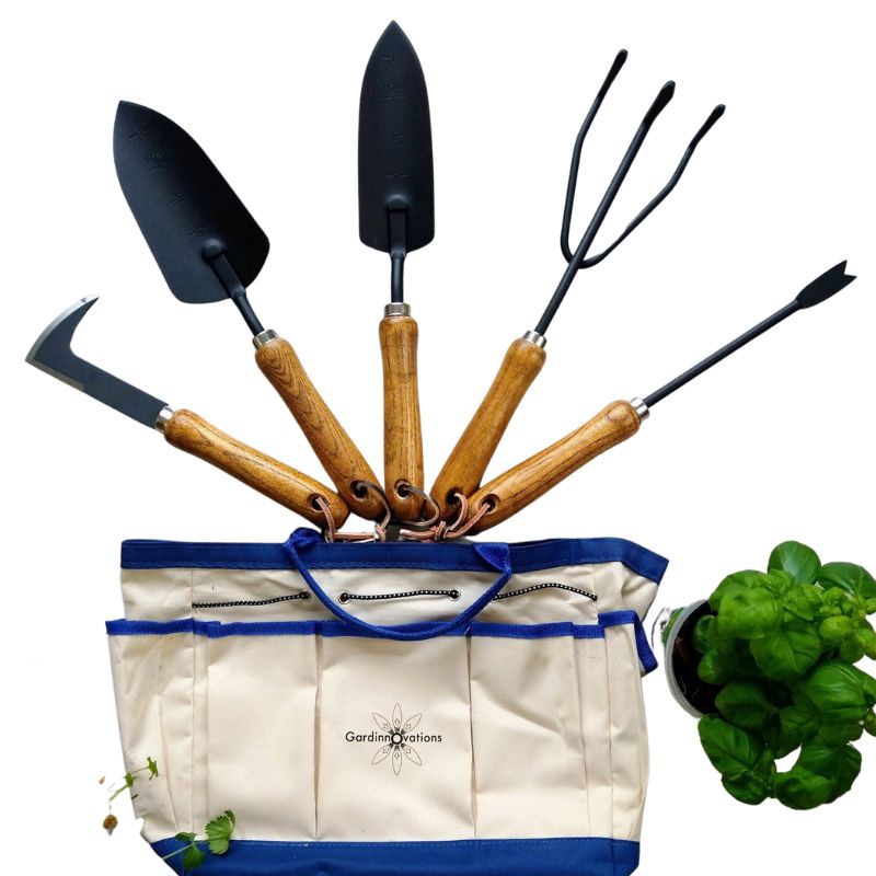 Essential Garden Tools Gift Set with Solid Wooden Handles and Leather ...