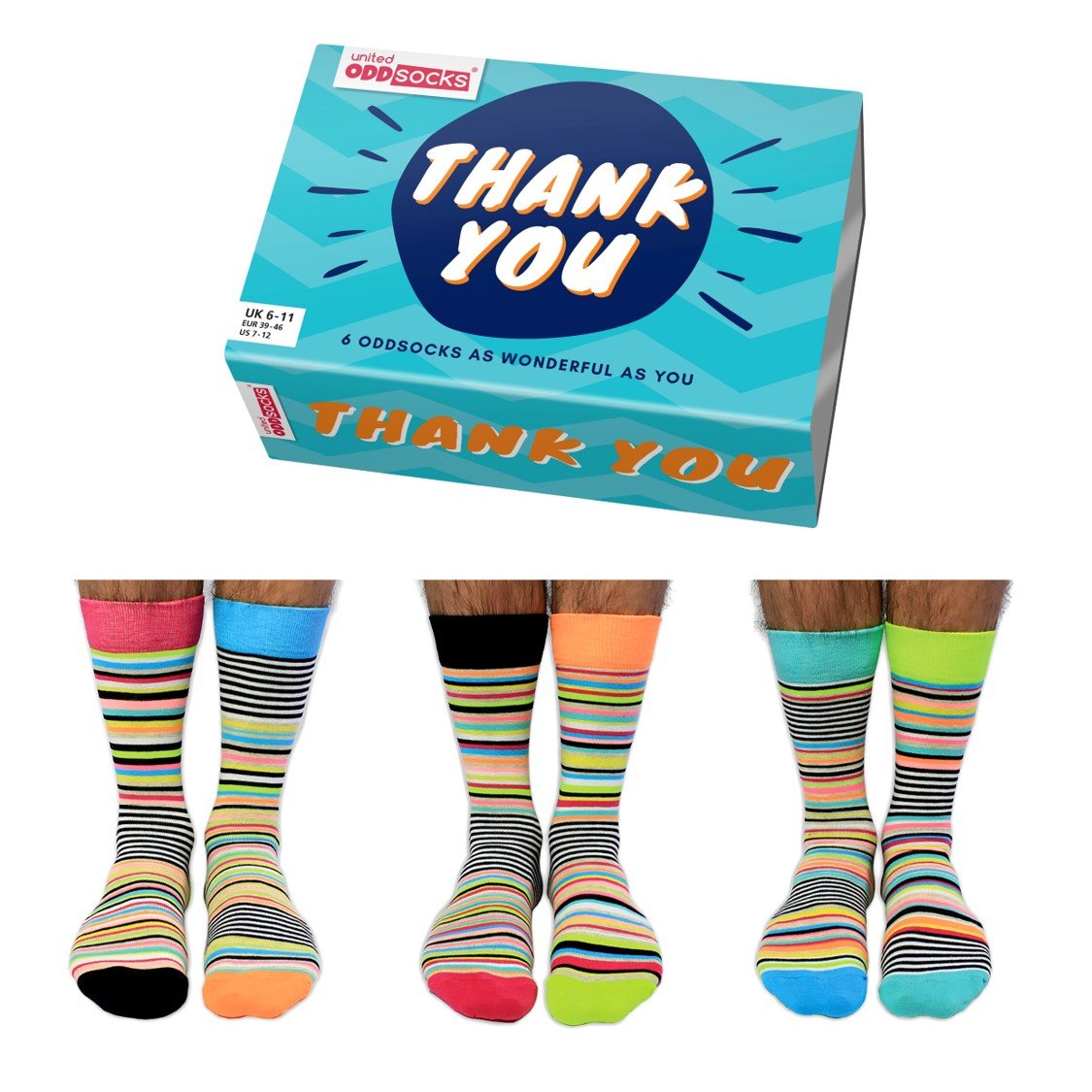 United Oddsocks Thank You Socks (Pack of 6 Socks) — www.addabow.com